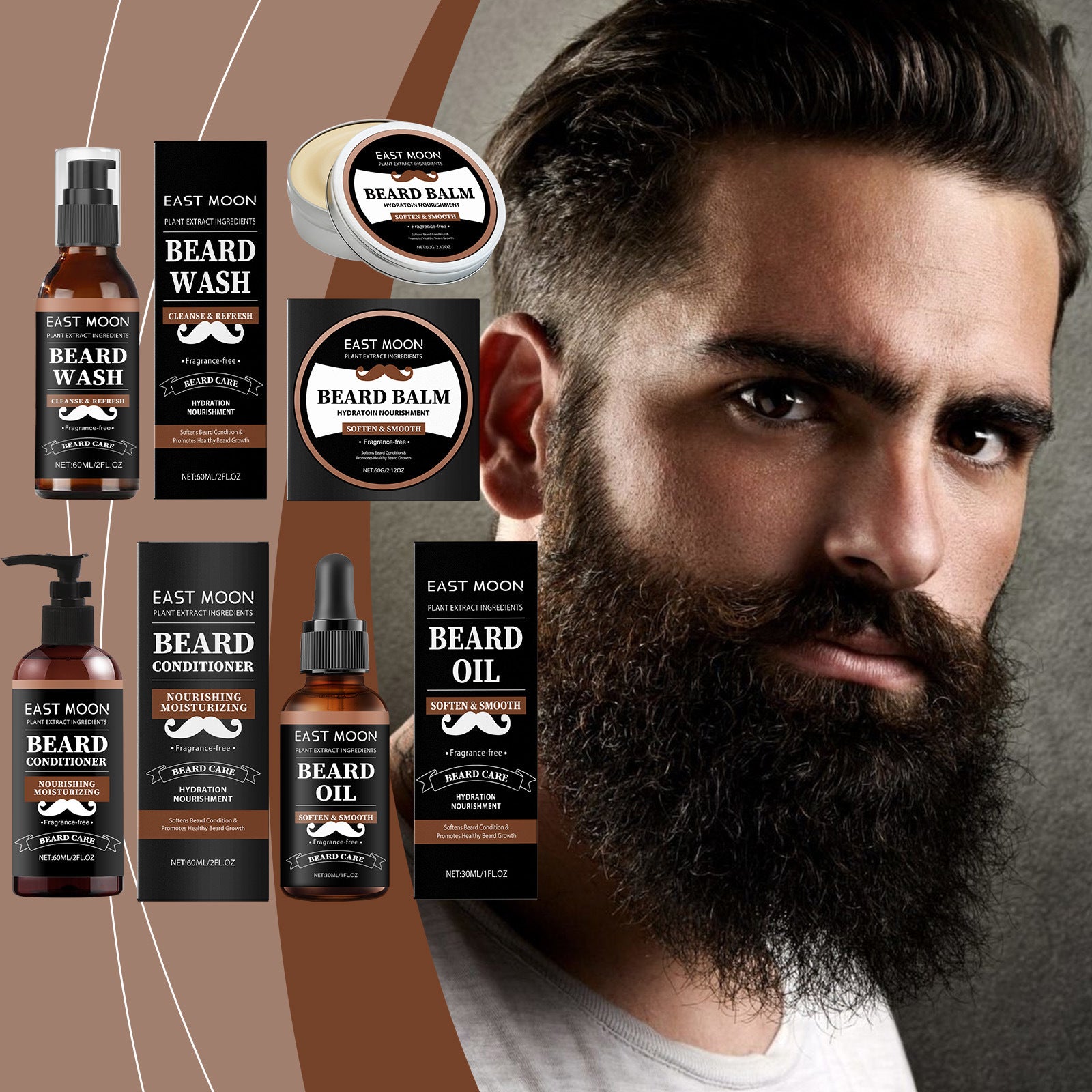 Men's Beard Grooming Kit - 3-Piece Care Set with Jojoba Oil Argan Oil ...