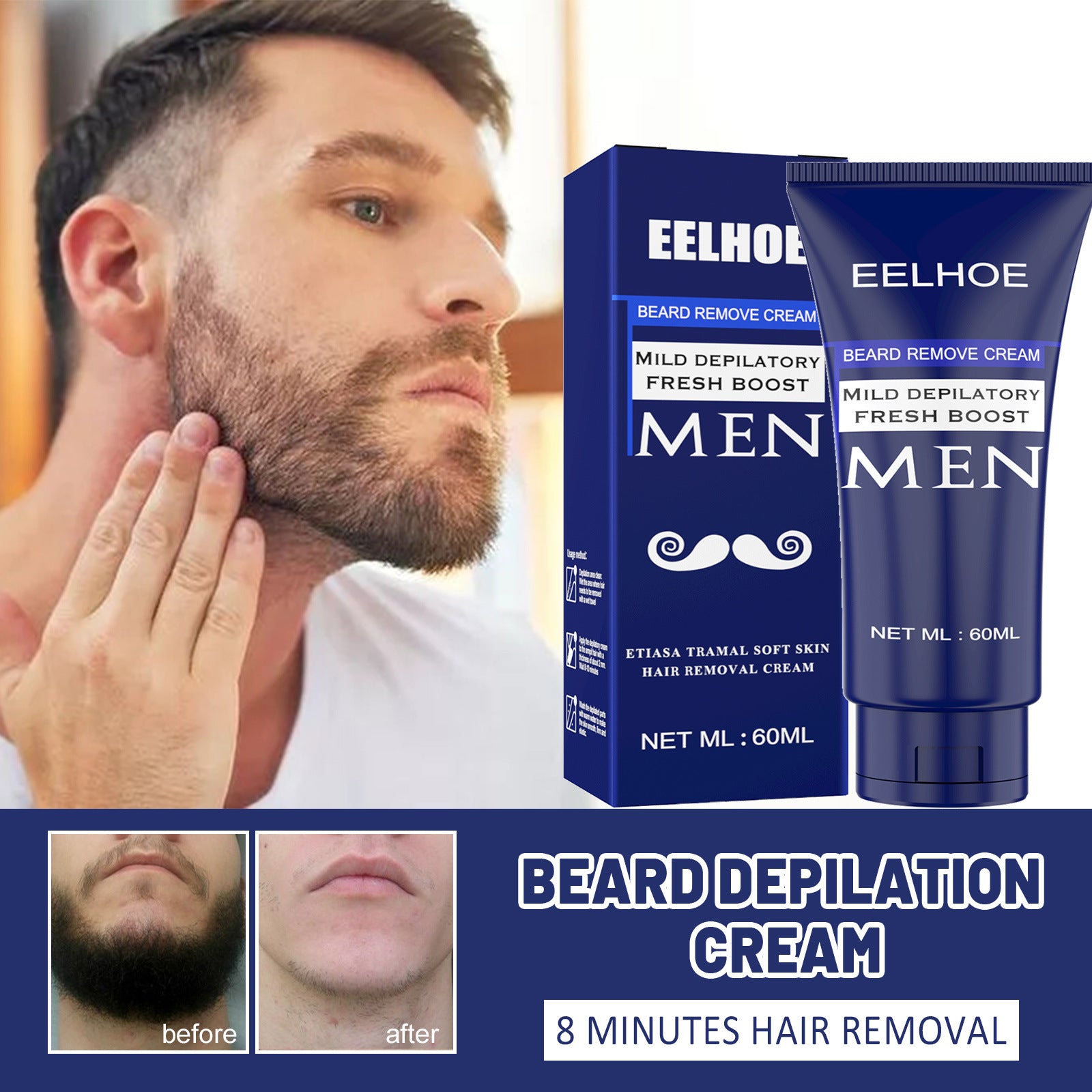 Men's Hair Removal Cream Body Chest Beard Gentle And Non-irritating ...