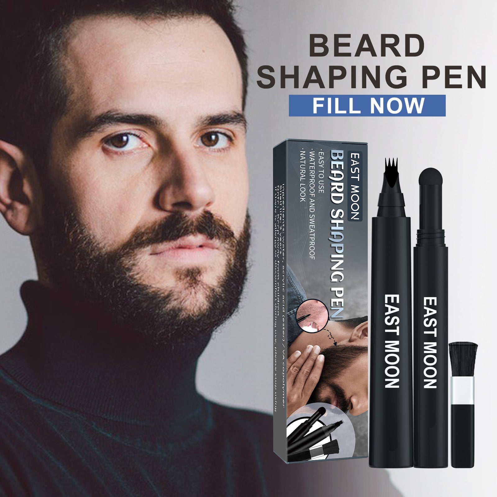 Beard Filling Pen Set Three-in-one Brush Beard Filling Men's Beard Car ...