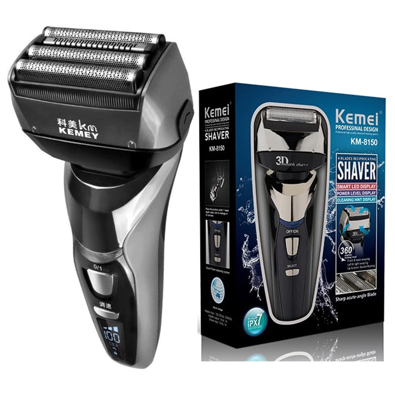 Original Kemei 4-Blade Rechargeable Electric Shaver 3-Speed Beard For ...