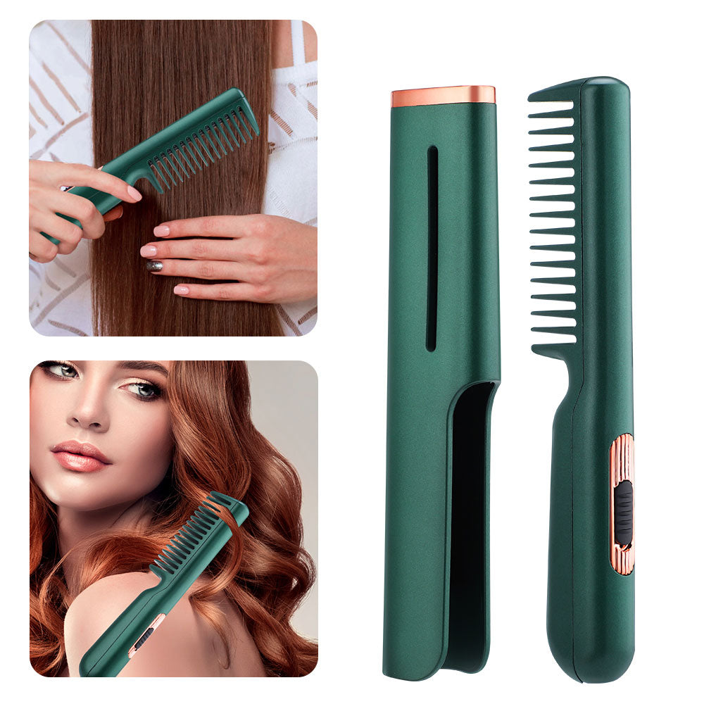 Electric Hair Comb 2 In 1 Straightener Curler Fast Heating Portable Mi ...